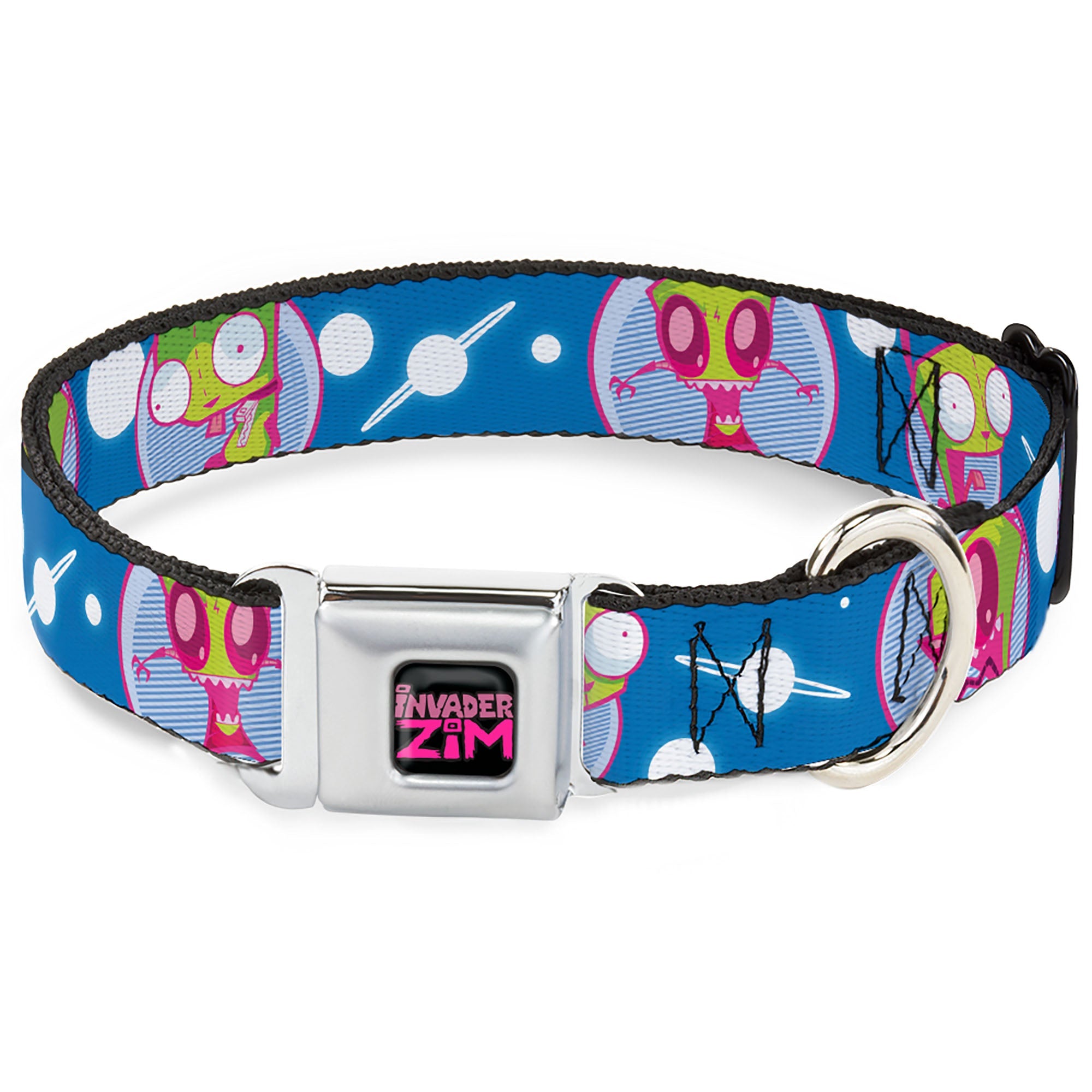 INVADER ZIM Title Logo Full Color Pink/Green Seatbelt Buckle Collar ...
