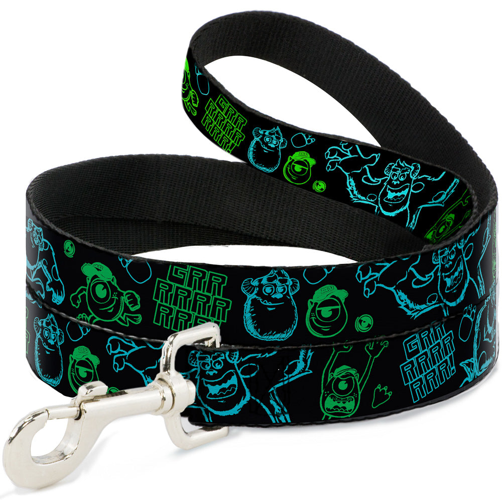 Dog Leash - Monsters Inc Sully & Mike PosesGRRRRR BlackTurquoiseGreen ...