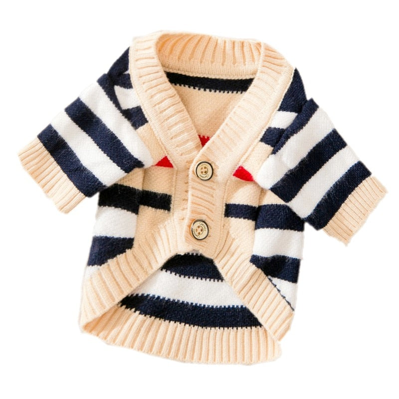 Striped Button-Down Cardigan Dog Sweater - Southlake Paws