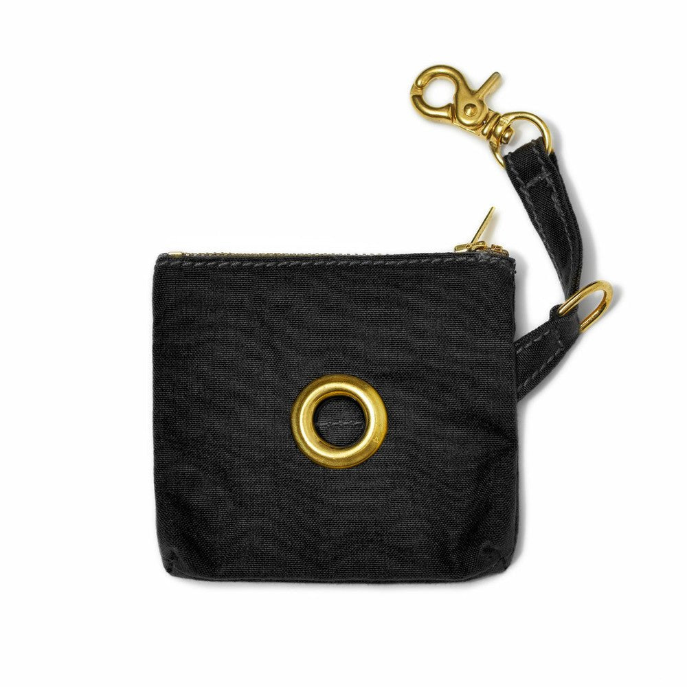 Black Waxed Canvas Poop Bag Pouch|Southlake Paws